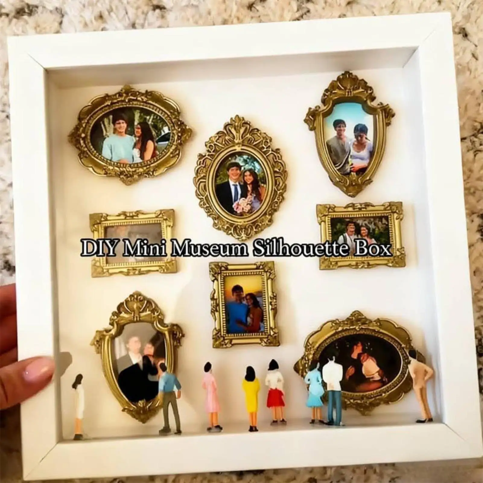 DIY Mini Museum Silhouette Box Photo Display Case with Gold Frames ...