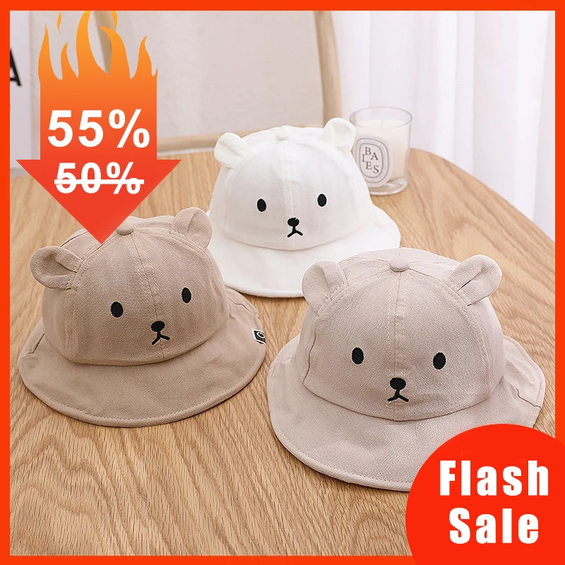 Cute Bear Embroidery Baby Bucket Hat With Ear Spring Summer Outdoor ...