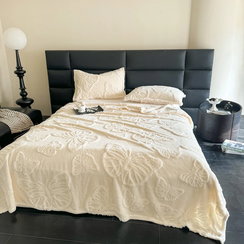 2024-new-Tuff-velvet-solid-color-jacquard-multifunctional-cover-blanket ...