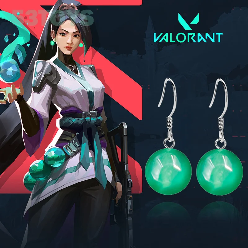 Valorant Game Sage Cosplay Earring Green Crystal Earrings Viper Phoenix ...