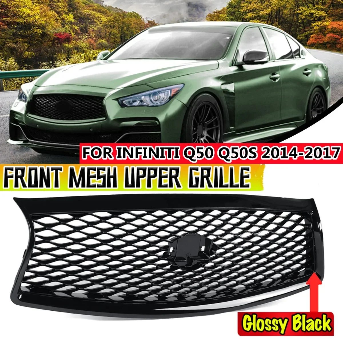 Front Grille For Infiniti Q50 Q50S 2014 2015 2016 2017 JDM Style Front ...