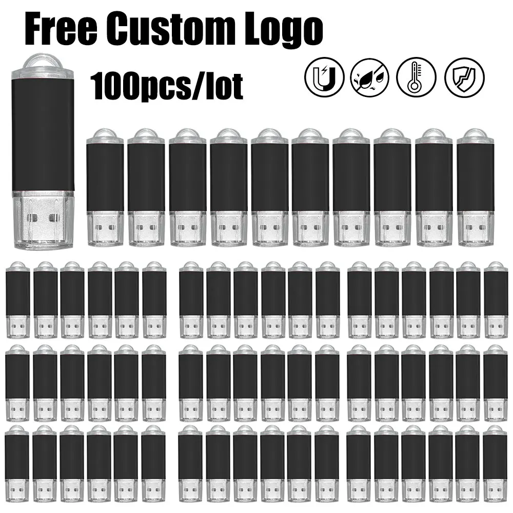100 Pack USB Flash Drive Free Logo 128GB 64GB 32GB 16GB 8GB 4GB ...