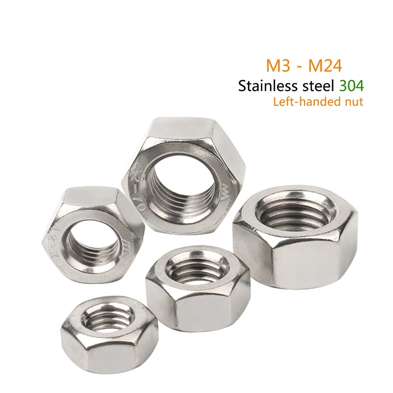 5-100pcs-Lot-Stainless-Steel-M3-M24-Anti-Tooth-Hexagon-Nuts-With-Left ...