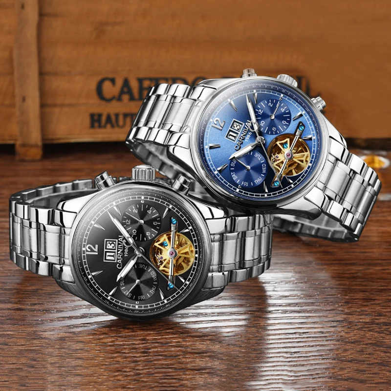 CARNIVAL-Reloj-Autom-tico-para-Hombre-cron-grafo-mec-nico-de-Tourbillon ...