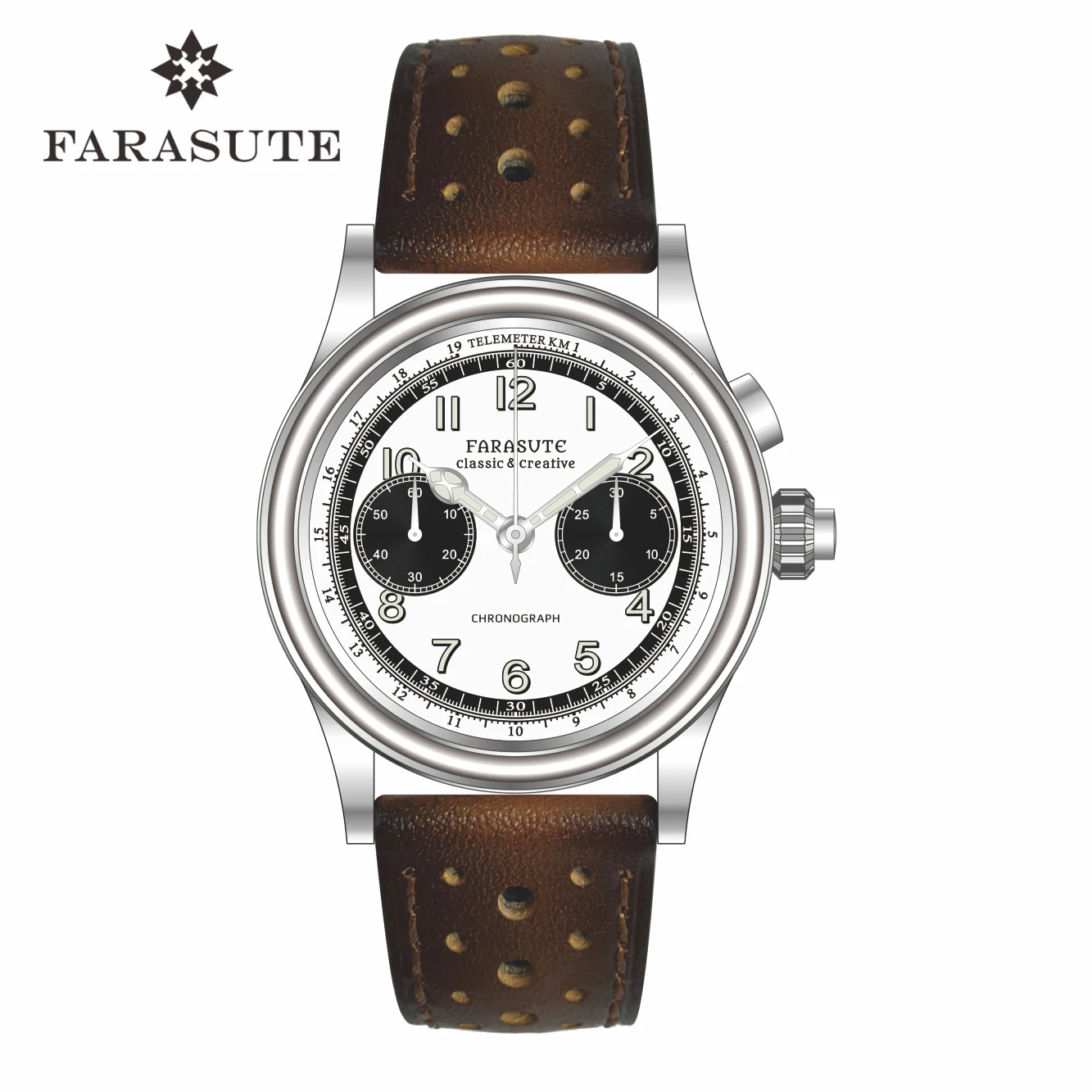 FARASUTE-2317-Pilot-Watch-Men-Manual-Mechanical-Chronograph-Panda-Watch ...