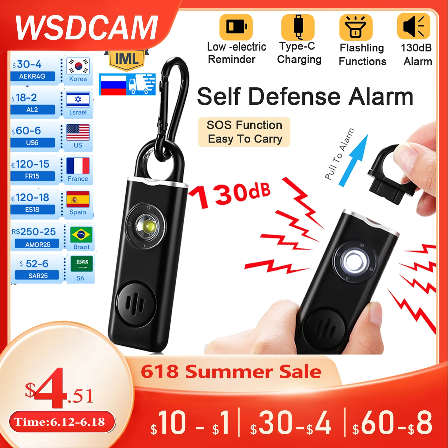Llavero Defensa Personal Alarma De Autodefensa | Keychain Alarm Self ...
