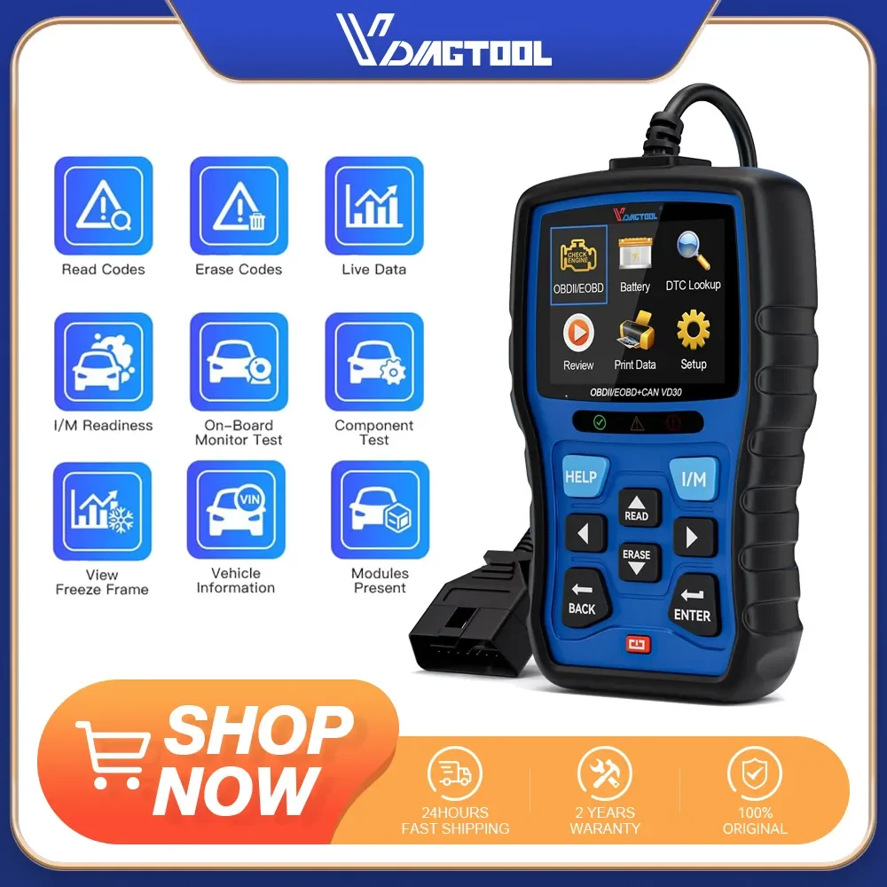 VDIAGTOOL-VD30-OBD2-Scanner-Smog-Check-Code-Reader-DTC-Lookup-OBDII ...