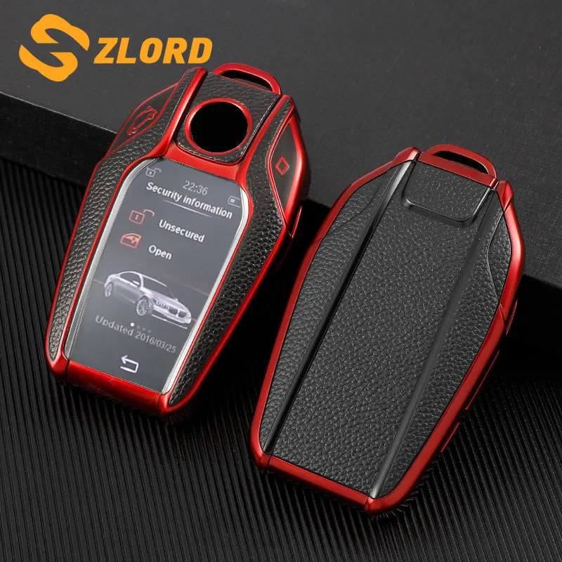 Tpu+leather Led Display Car Key Case Cover For Bmw 5 7 Series G01 X3 ...