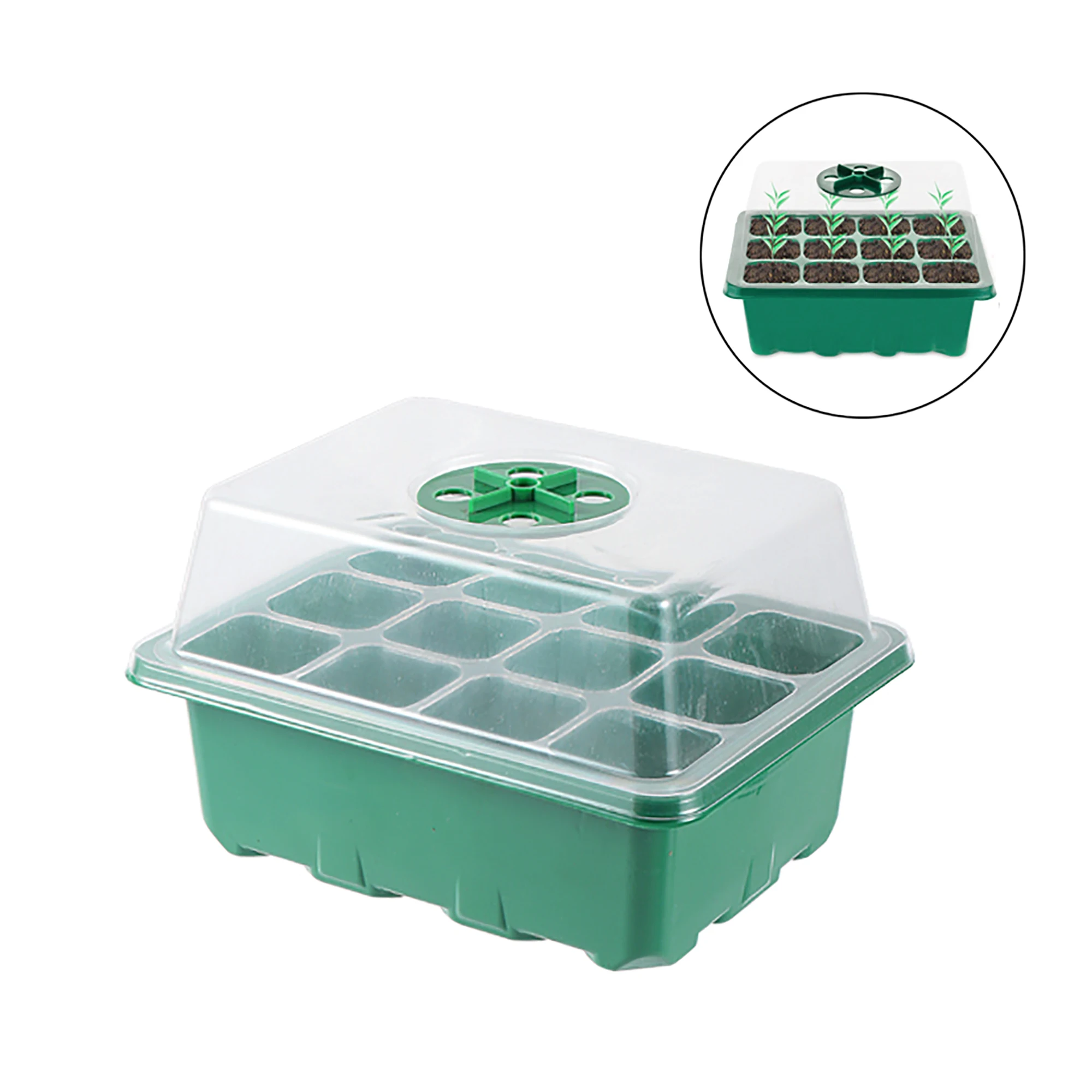 Gardening-12-Cell-Cultivation-Box-with-Breathable-Clear-Cover-Growing ...