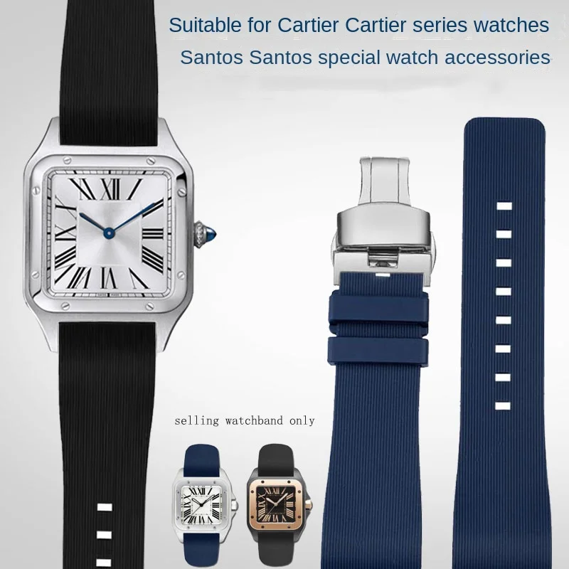 Watch-accessories-Band-For-Cartier-Santos-Sandoz-Santos-100-Rubber ...