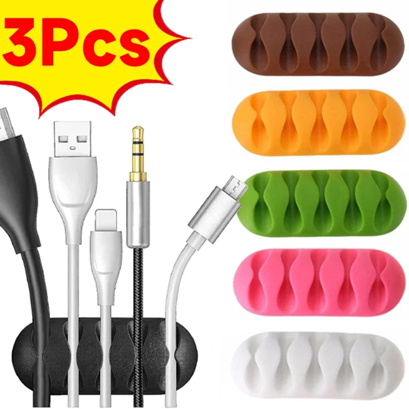 Cable-Organizer-Silicone-USB-Cable-Winder-5Holes-Desktop-Management ...