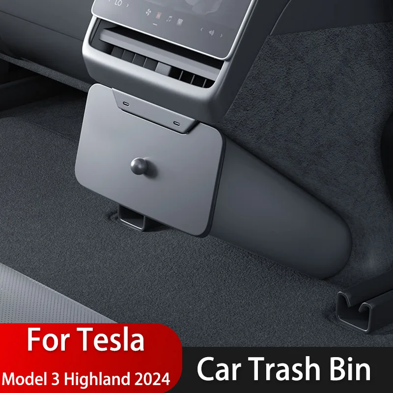 For Tesla Model 3 Highland 2024 Car Trash Bin Rear Seat Storage Box Can ...