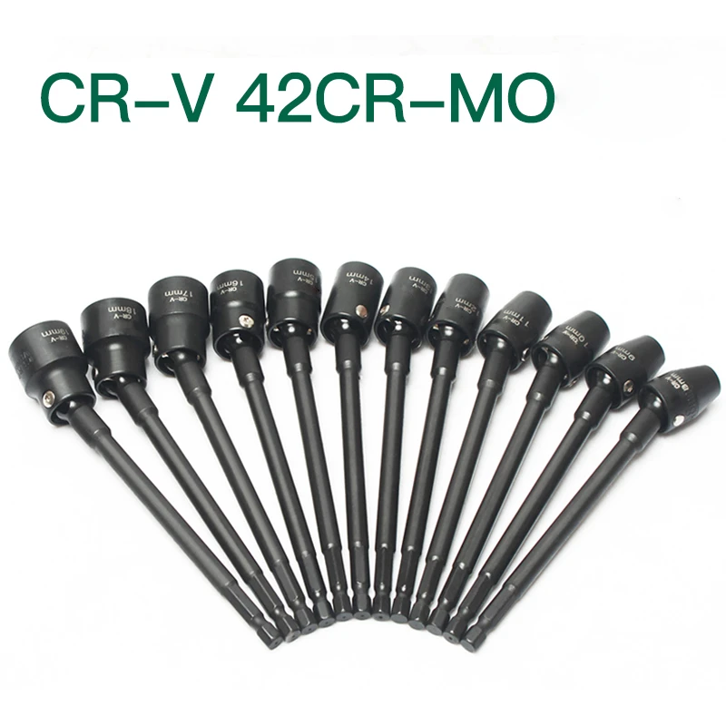 1PC 150mm Long 1/4 Hex Shank Wobble Socket Adapter 360Degree Rotatable ...