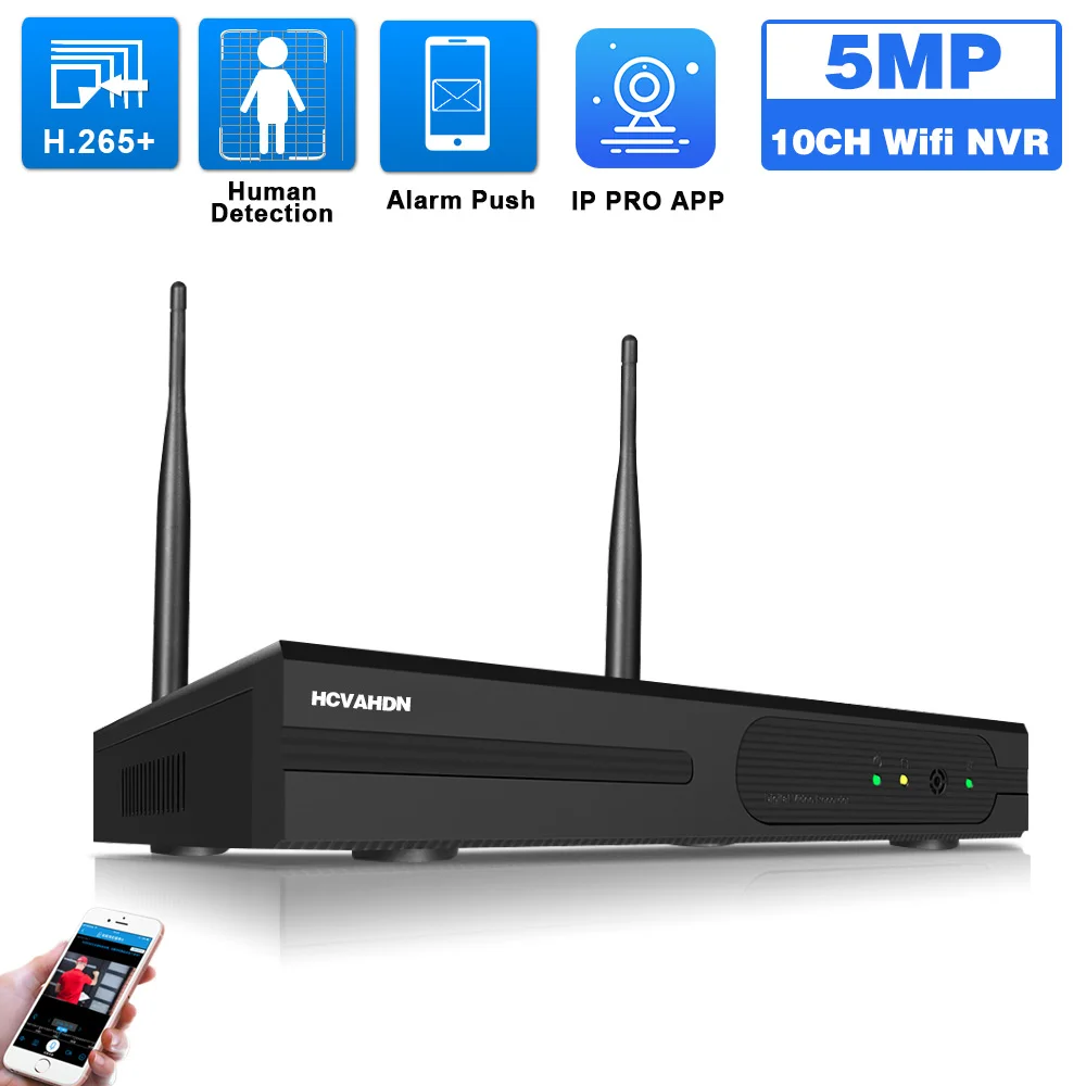 10CH-H-265-5MP-Wireless-NVR-Recorder-Wifi-CCTV-Camera-System-P2P-IP ...