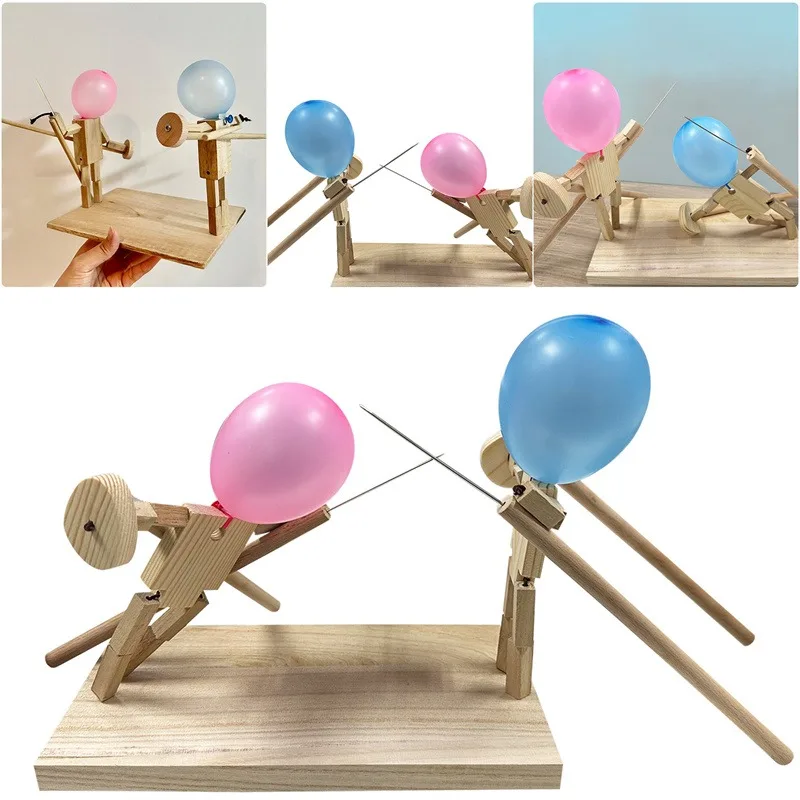 Balloon-Bamboo-Man-Battle-Handmade-Woodbots-Wooden-Fencing-Puppets ...