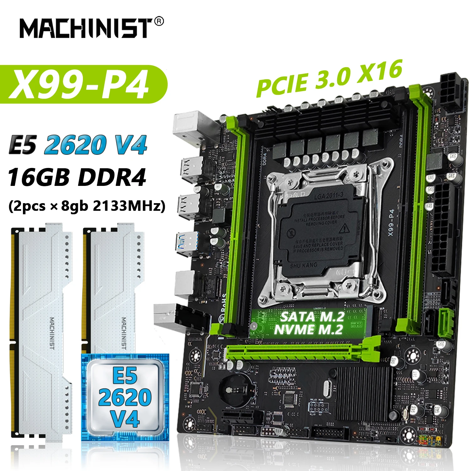 MACHINIST-X99 P4 Motherboard Combo Set, LGA 2011-3, Xeon E5 2620 V4 Kit ...
