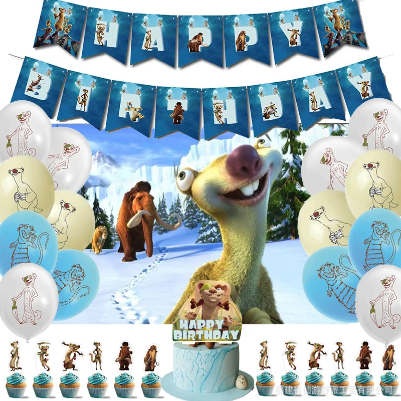 The-Ice-Age-Birthday-Party-Decoration-Scrat-Balloon-Banner-Backdrop ...