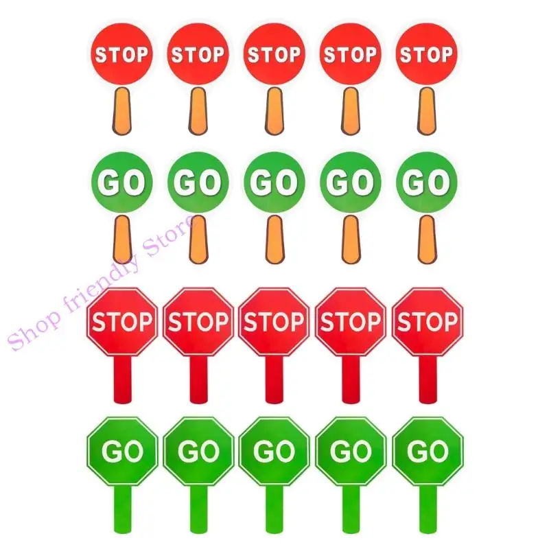 10PCS Reversible Stop and Go Sign Handheld Crossing Guard Stop Sign for ...