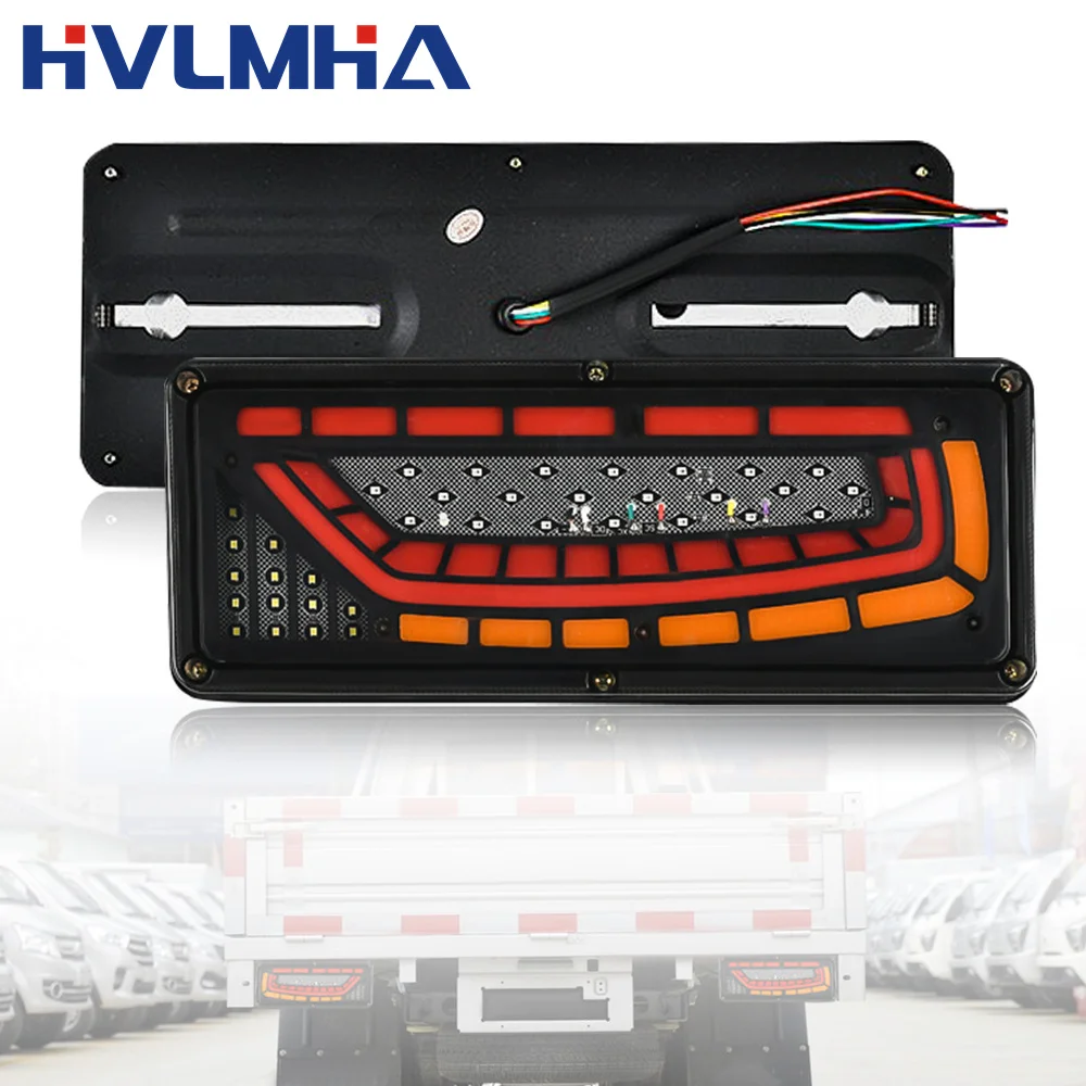 2PCS 12/24V Dynamic LED Truck Tail Light Turn Signal Rear Brake Lights ...