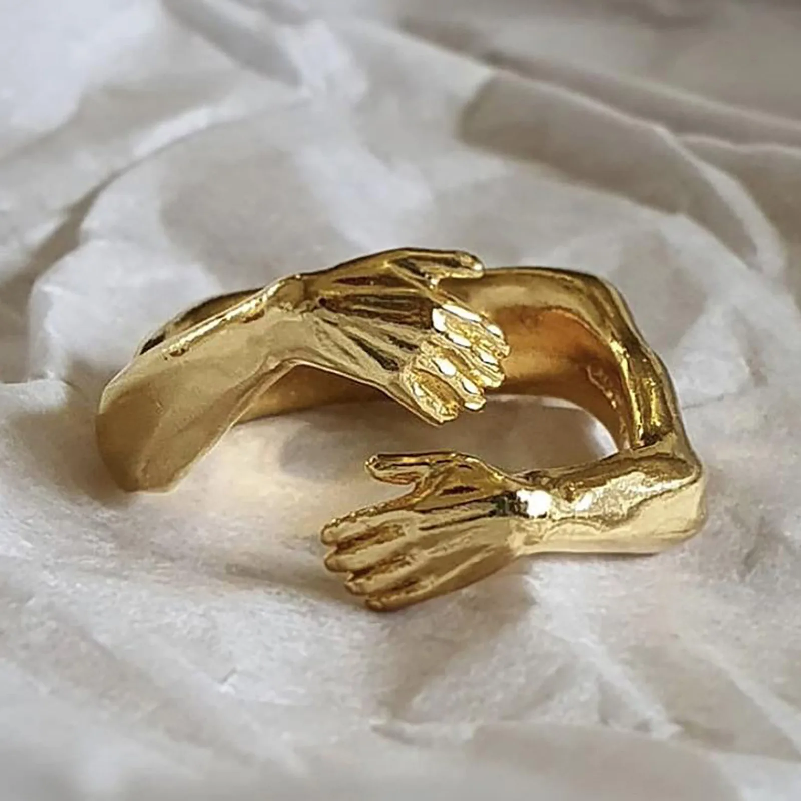 Wholesale-Vintage-Love-Hugging-Hands-Ring-Women-Men-Personality-Punk ...