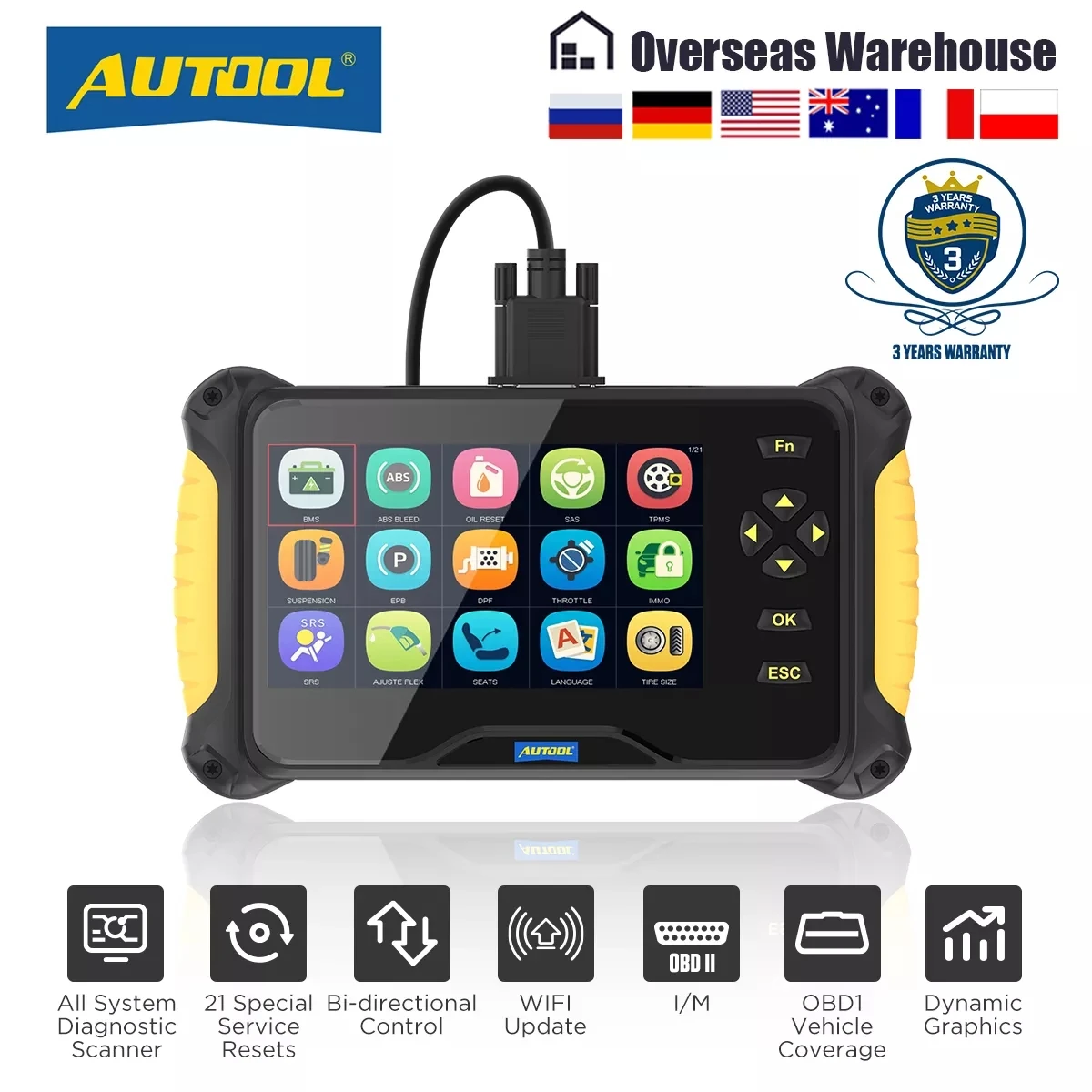AUTOOL herramienta de diagnóstico CS606 OBD2, escáner OBDII para 21 ...