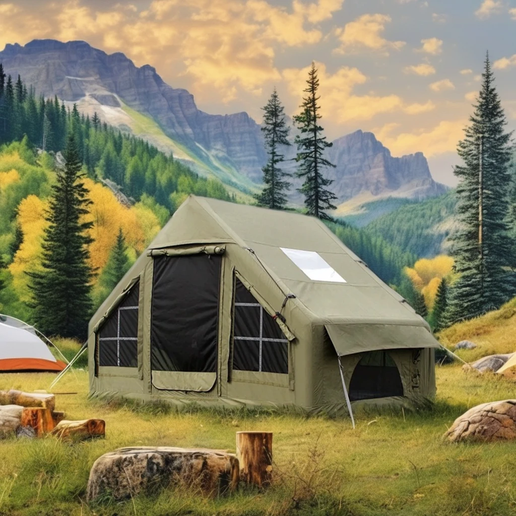 Easy Set Up Green Inflatable House Tent Portable Oxford Camping Tent ...