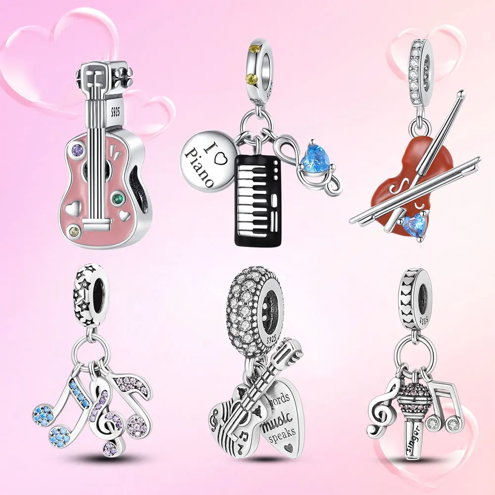 Music-Heart-Charm-For-Women-Original-Plated-Bracelet-Piano-Guitar ...