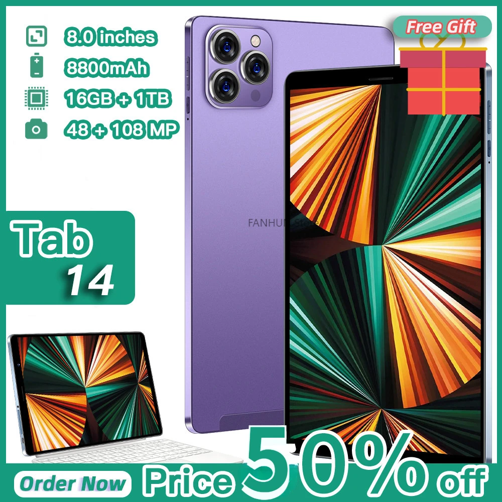 Tablet Android com Alto-Falante Duplo, Tablets 5G, Tab 14, Pad Pro, HD ...