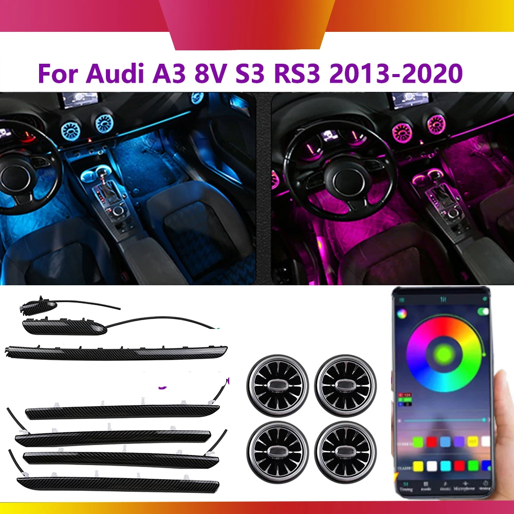 256 colors carbon fiber Ambient Light For Audi A3 8V S3 RS3 2013-2020 ...