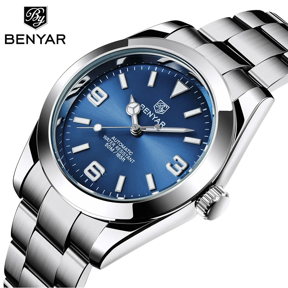 New-BENYAR-41mm-Men-s-Automatic-Mechanical-Watch-Classic-Blue-Stainless ...