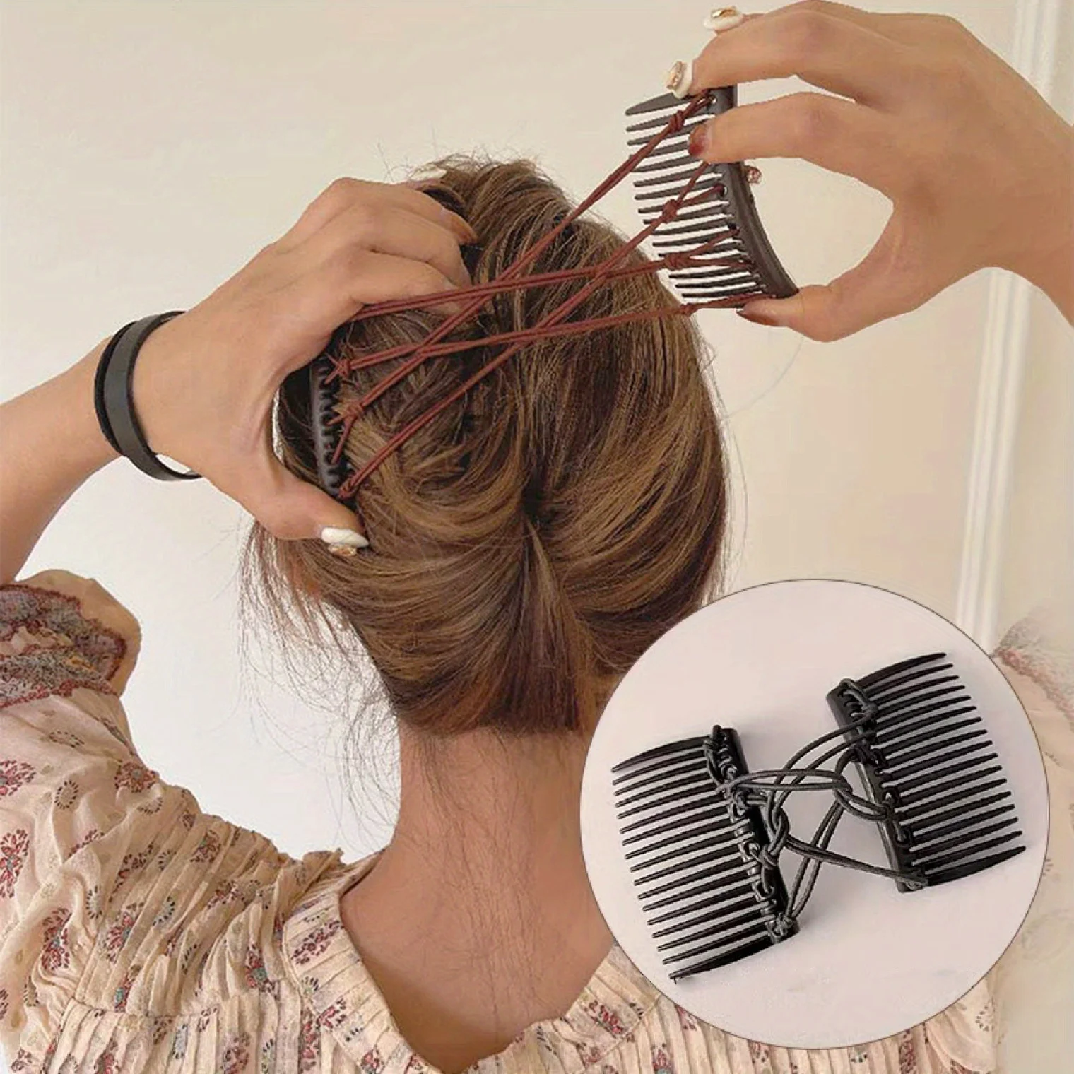 Double Row Elastic Magic Hair Comb, Head Artifact, Lazy Exclusive Back ...