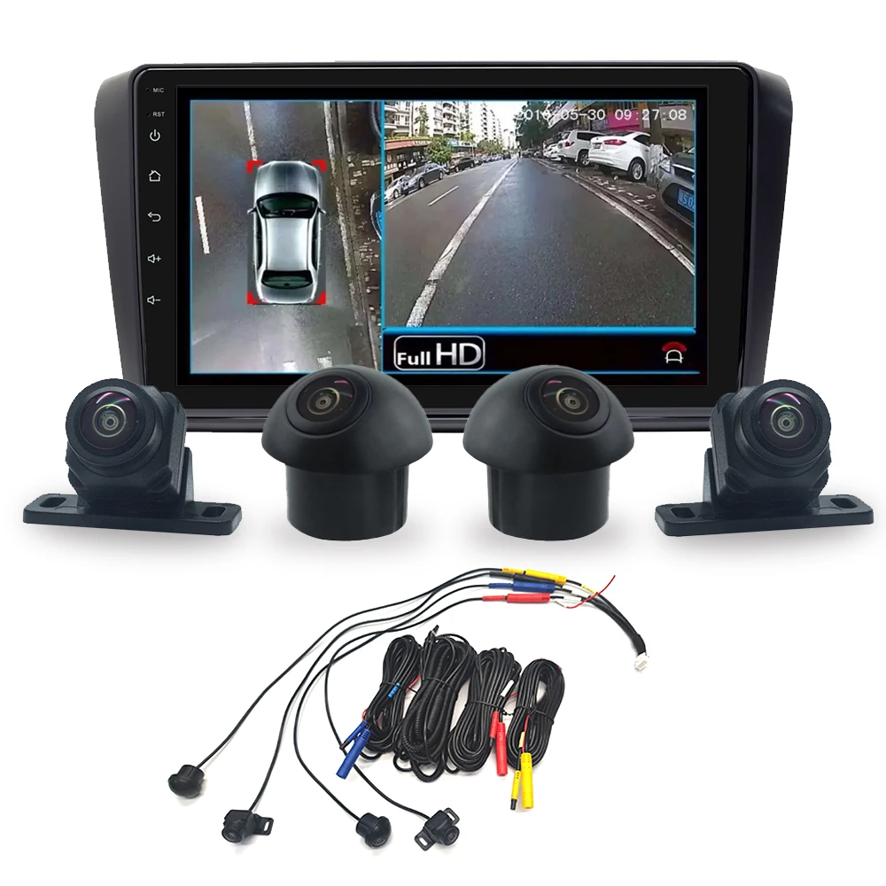 Xonrich HD 3D Panoramic Camera Car Bird View System 4 Camera 720P Rear ...