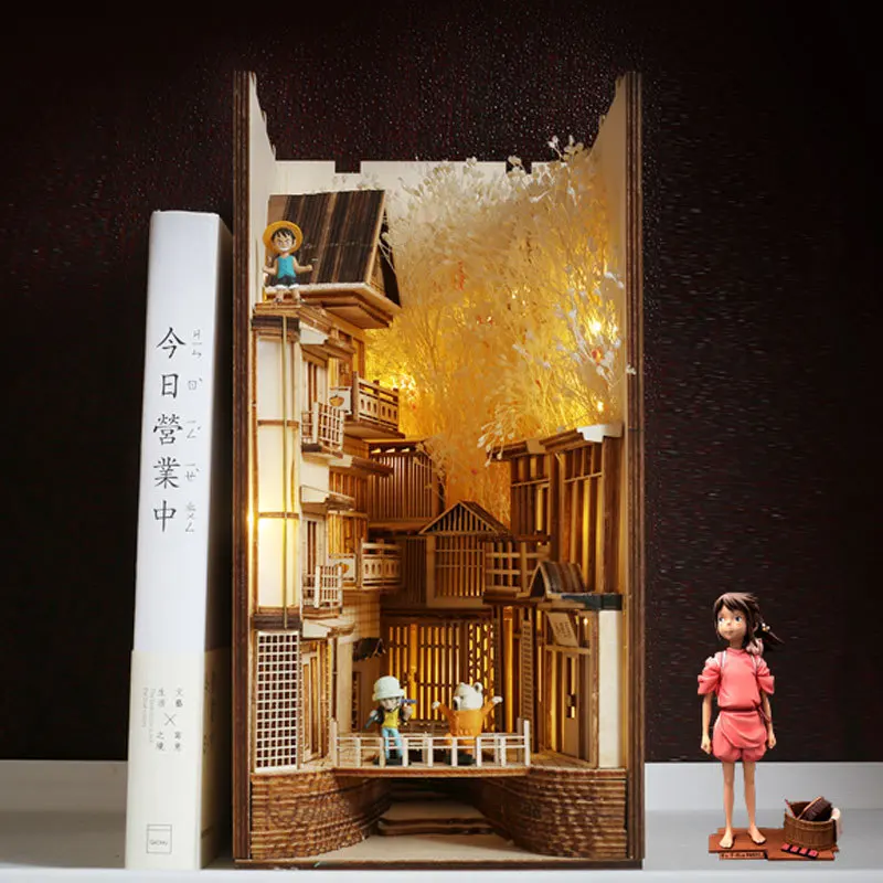 Wooden Dragon Alley Book Nook Shelf Insert Kits Bookshelf Japanese ...