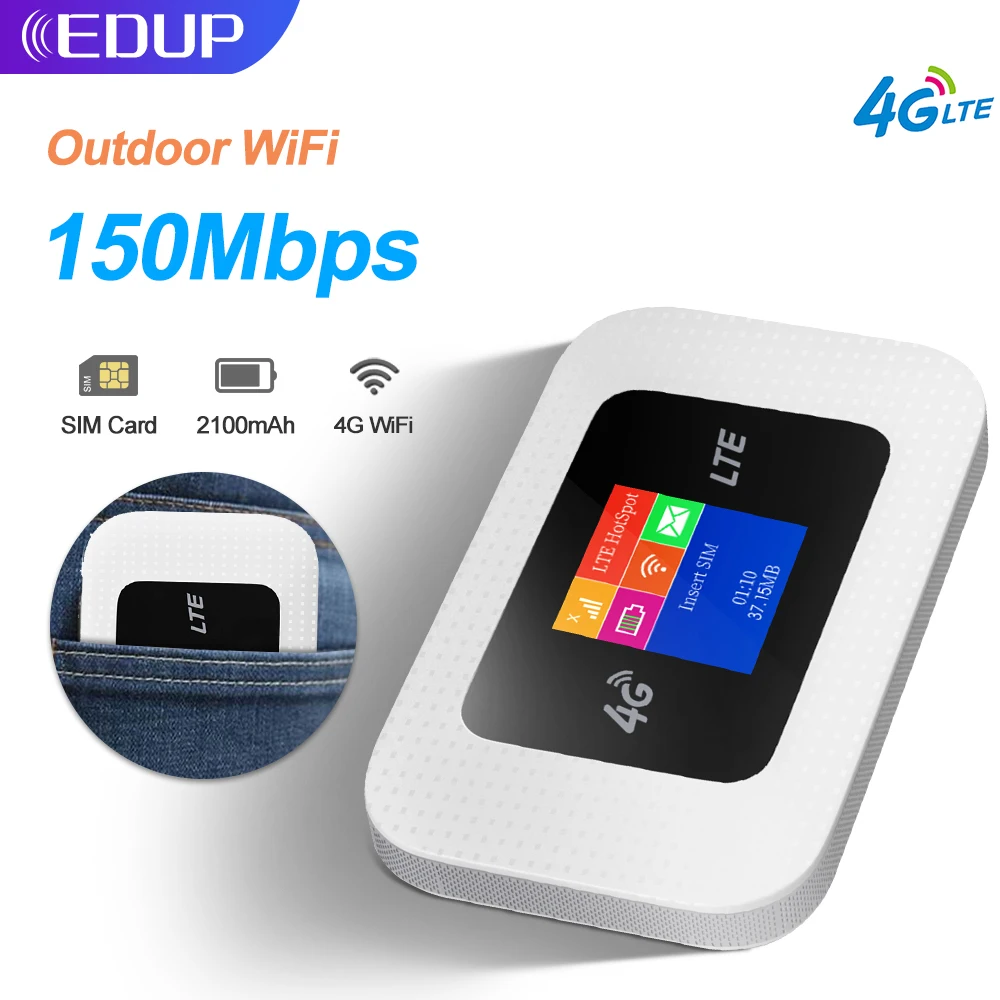 EDUP 야외 4G LTE 라우터 Sim 카드 휴대용 포켓 와이파이 라우터, 150Mbps 미니 무선 모바일 핫스팟 자동차 라우터 충전식| | - AliExpress