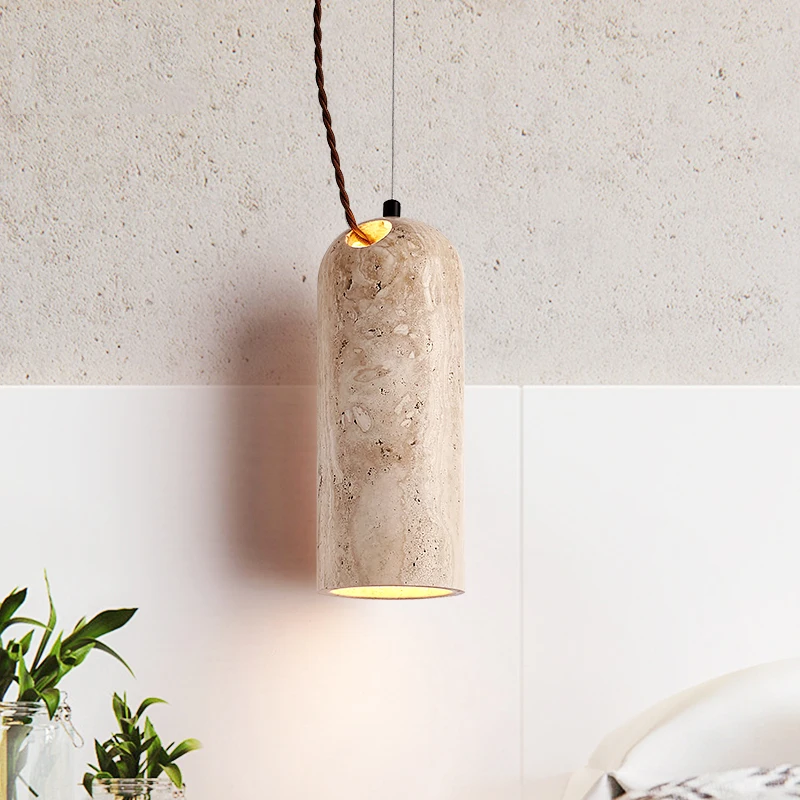 Modern-LED-Travertine-Pendant-Lights-Natural-Yellow-Stone-Bedside ...