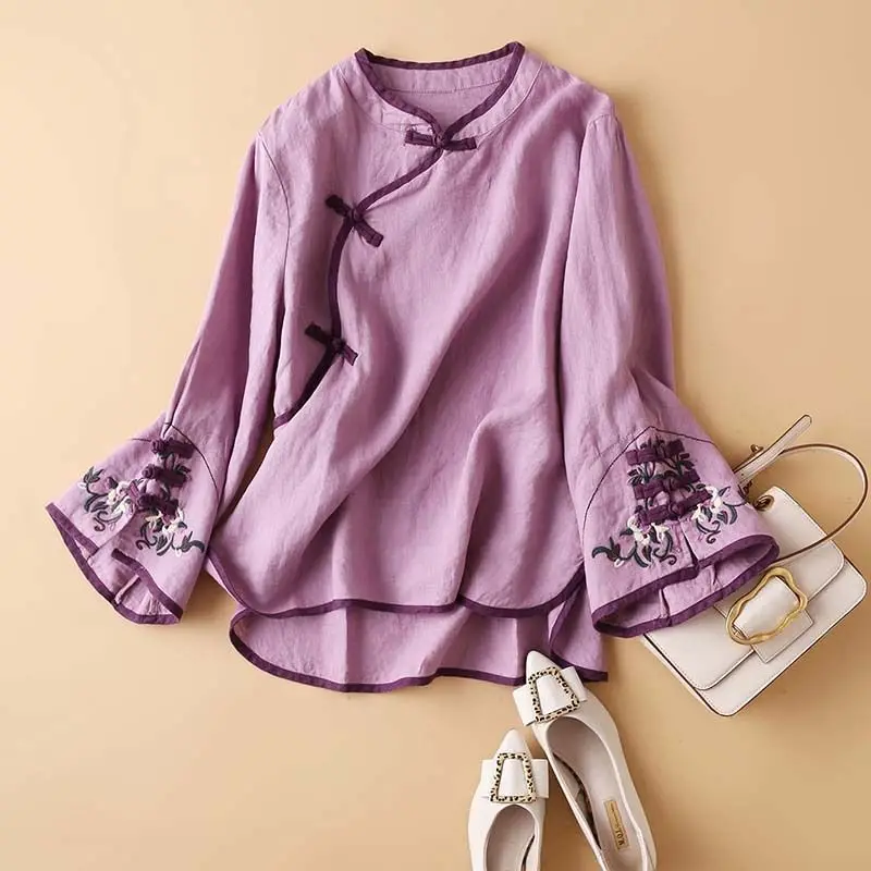 Women-Blouse-Embroidery-Cotton-and-linen-Chinese-traditional-Tang-suit ...
