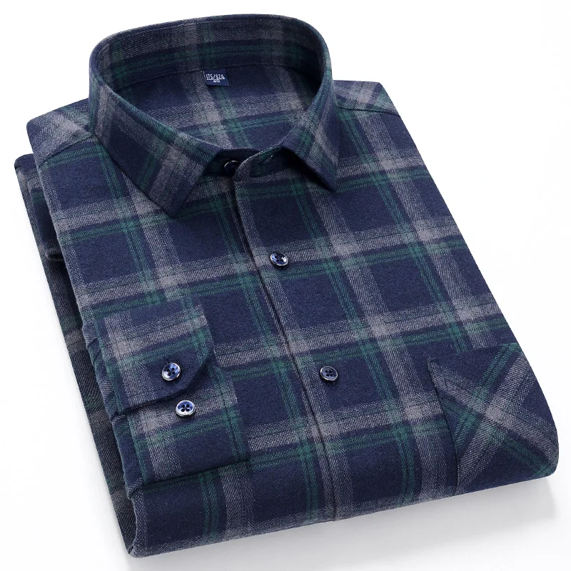 New-Flannel-Men-s-100-Cotton-Shirt-Fit-Luxury-Clothes-Long-Sleeve ...