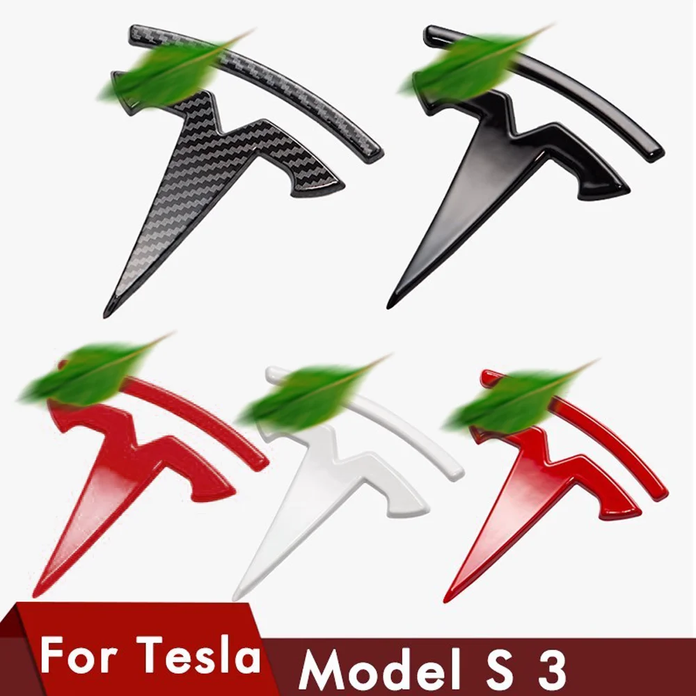 Tesla T Badge Emblem Model 3 ABS Carbon Fiber Car Logo Stickers Label ...