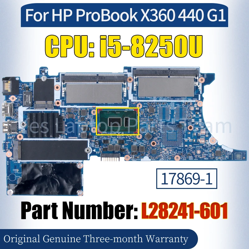 17869-1-For-HP-ProBook-X360-440-G1-Laptop-Mainboard-L28241-601-SR3LA-i5 ...