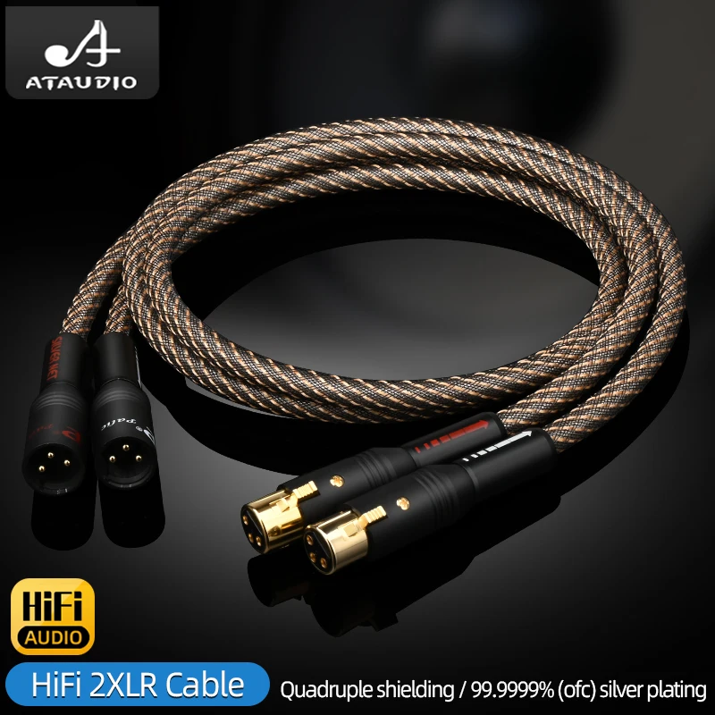 ATAUDIO HiFi XLR Audio Cable Quad Shielding Noise-free 2XLR Male to ...