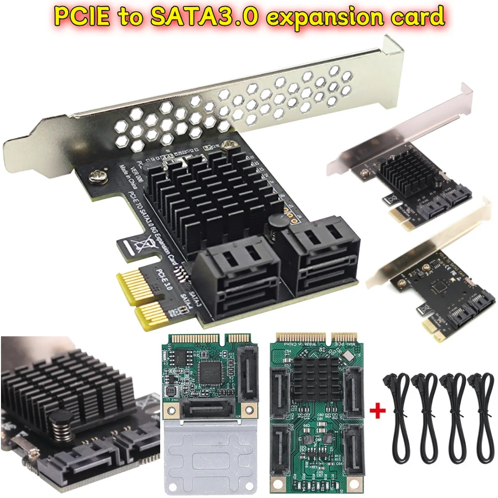 Sata-Pcie-Adapter-4-Port-Sata-Iii-To-Pci-Express-3-0-X1-Controller ...
