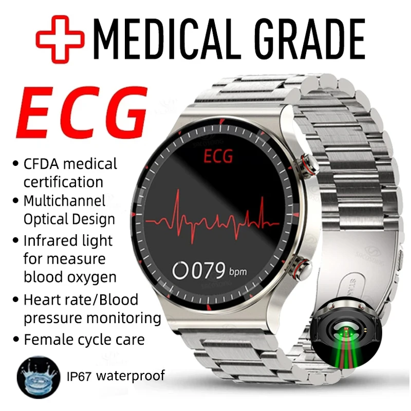 2023 New Ecg+ppg Smart Watch Men Health Monitor Heart Rate Blood ...