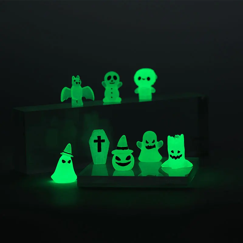 Decor Mini Luminous Ghost Ornament Halloween Decoration Coffin Pumpkin ...