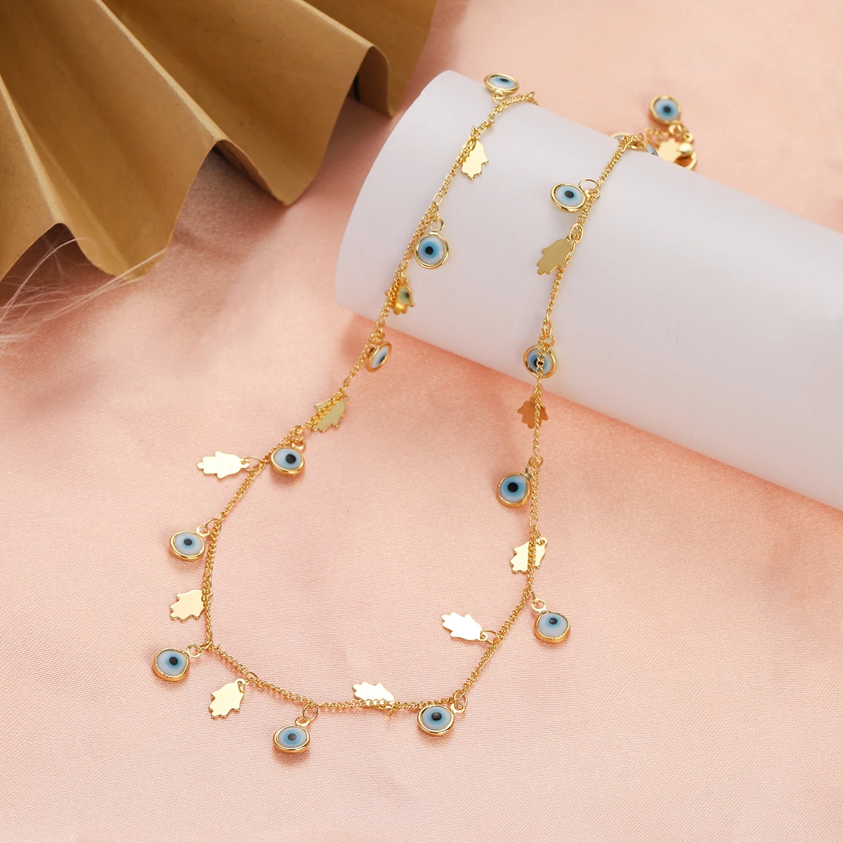 Stainless Steel Evil Eye Necklace for Woman Gold Plated Colourful Devil ...