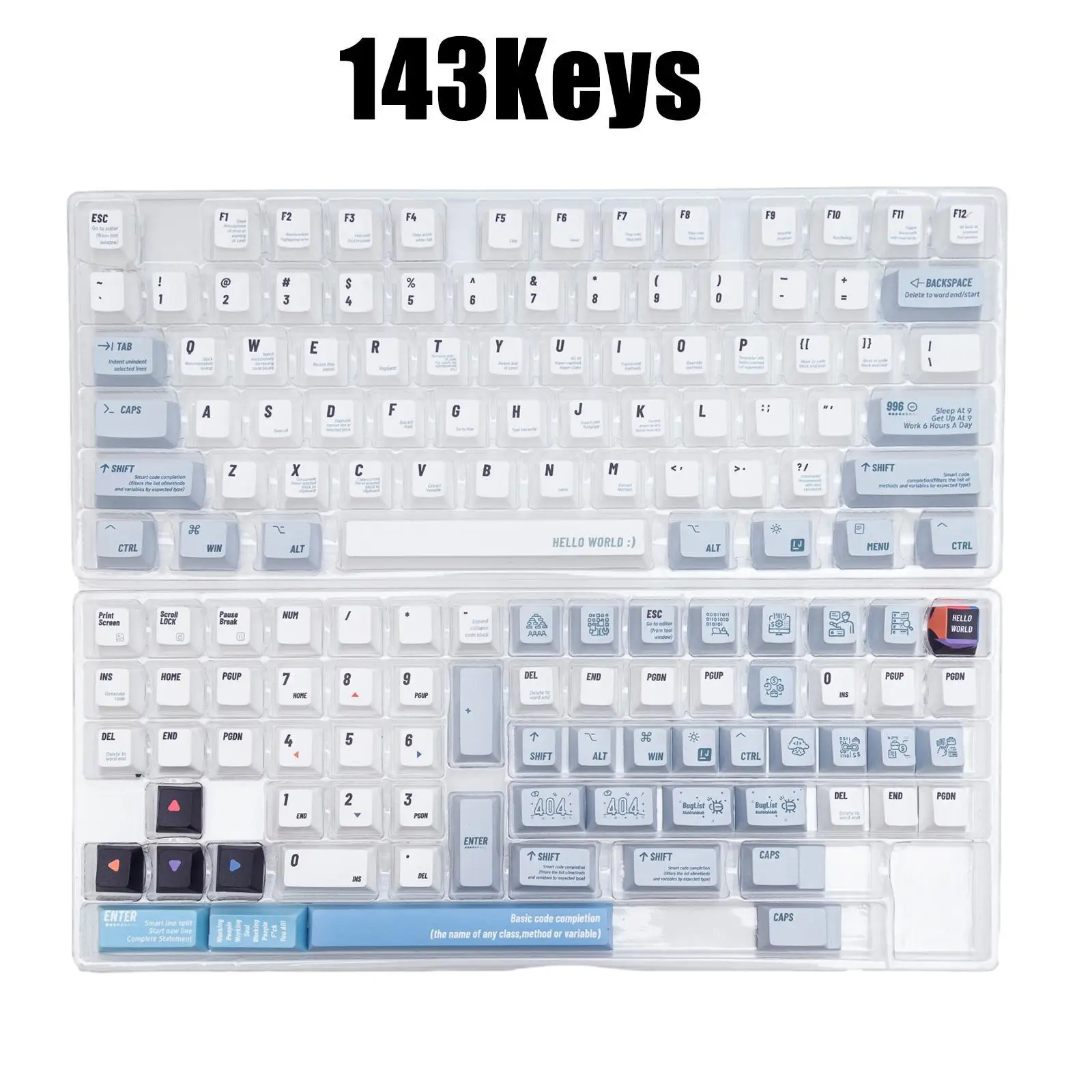 143 Keys Custom Programmer Keycaps HelloWorld Keycaps Profile PBT Dye ...