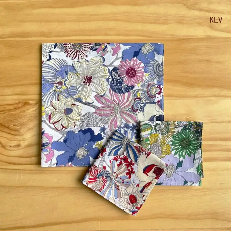 Colorful Hankie Women Handkerchiefs Polyester Floral Pattern Super Soft ...