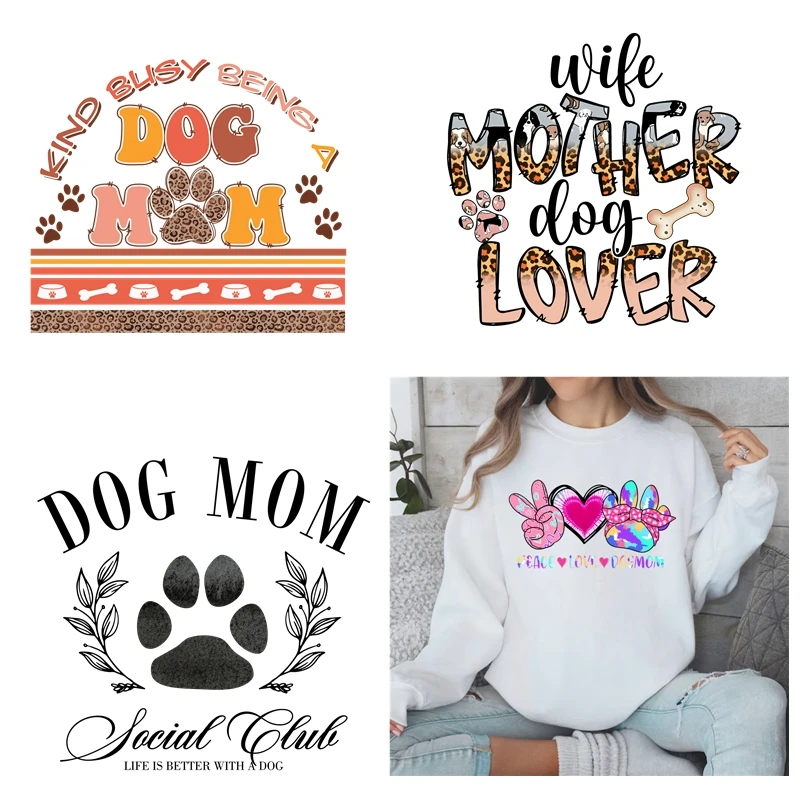 New-Retro-Dog-Mom-Heat-Transfer-Mom-Letter-Iron-On-Dog-Lovers-DTF-Heat ...