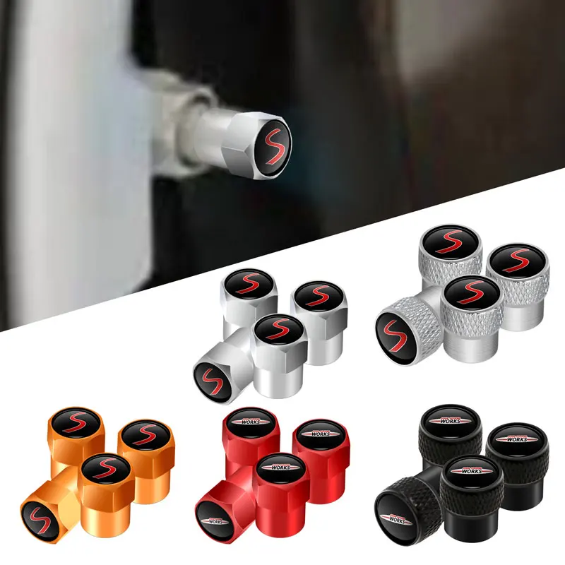 4Pcs-Car-Metal-Wheel-Tire-Valve-Caps-Stem-Case-Dust-Cap-For-Mini-Cooper ...