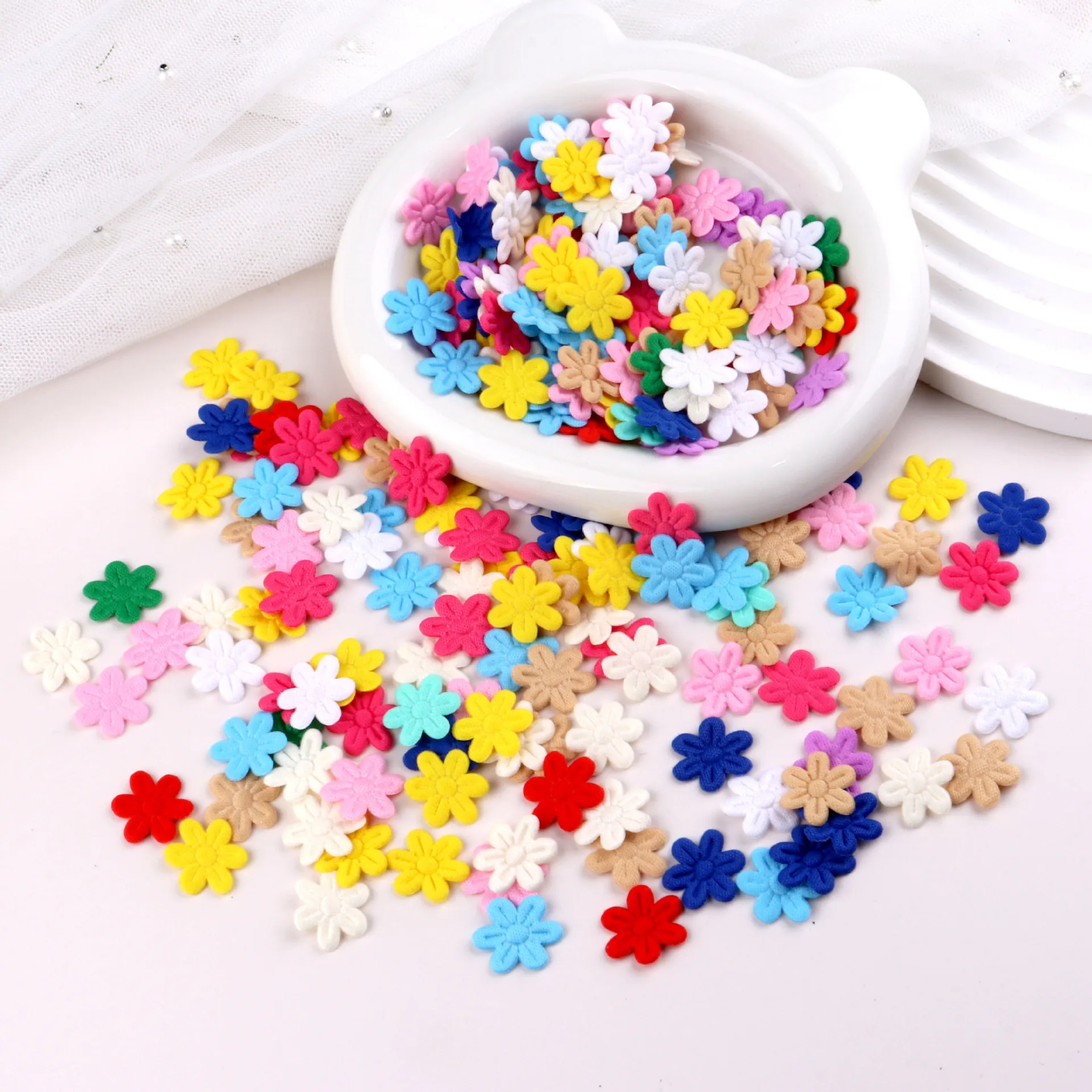 100pcs-Artificial-Flowers-Felt-Cloth-Five-Petal-Flower-Embossing-Fake ...