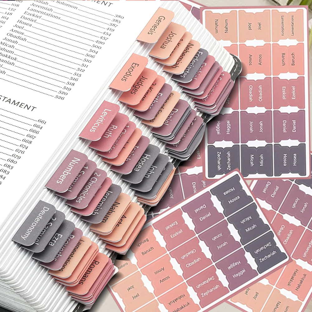 Generic 5 Sheet Self-Adhesive Paper Tabs Bible Index Tabs Easy Read Bible Book Tabs Study ...